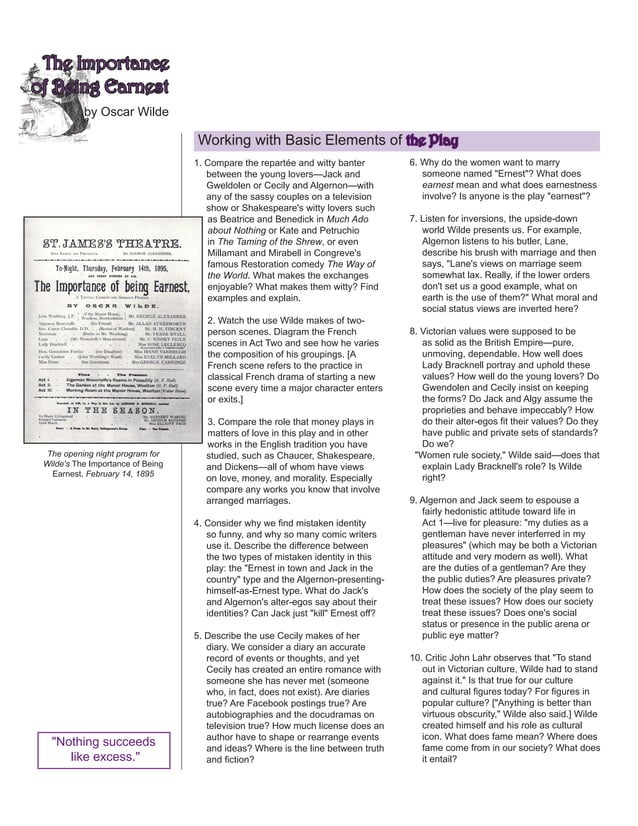 the importance being Earnest by Oscar Wilde | PDF