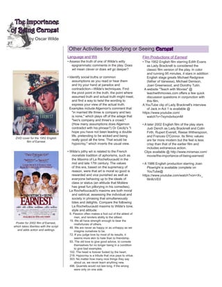 the importance being Earnest by Oscar Wilde | PDF