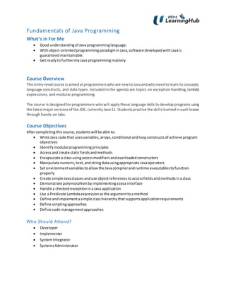 Sf ibf outline fundamentals of java programming | PDF