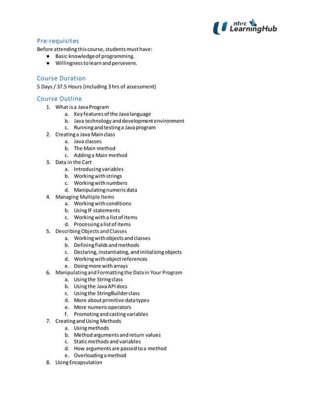 Sf ibf outline fundamentals of java programming | PDF