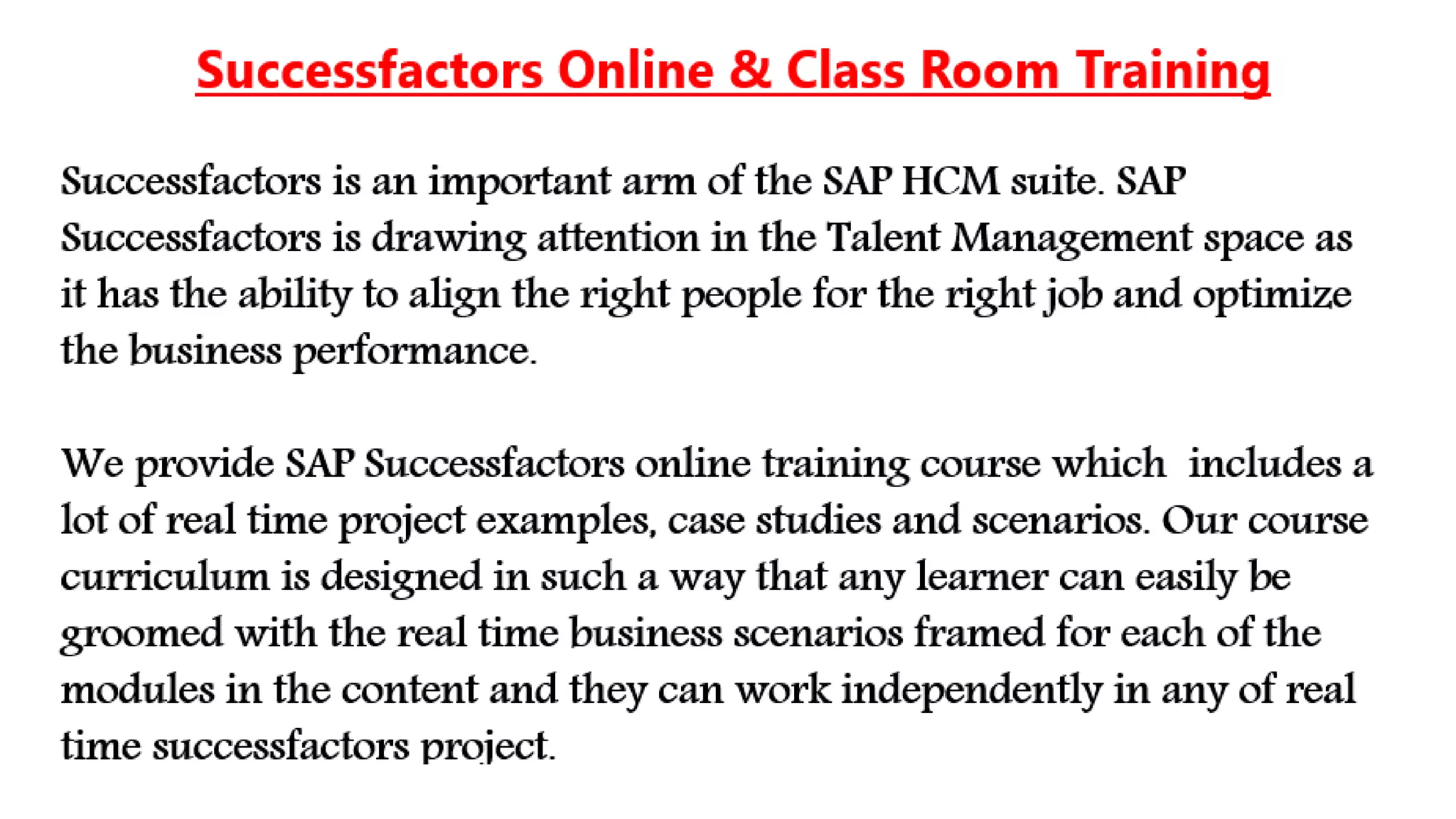 Successfactors Online Training | PPT