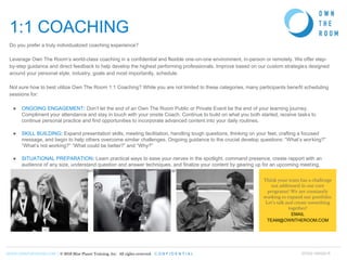 Own The Room Intro | PPTX | Workshops and Classes | Hobbies & Interests