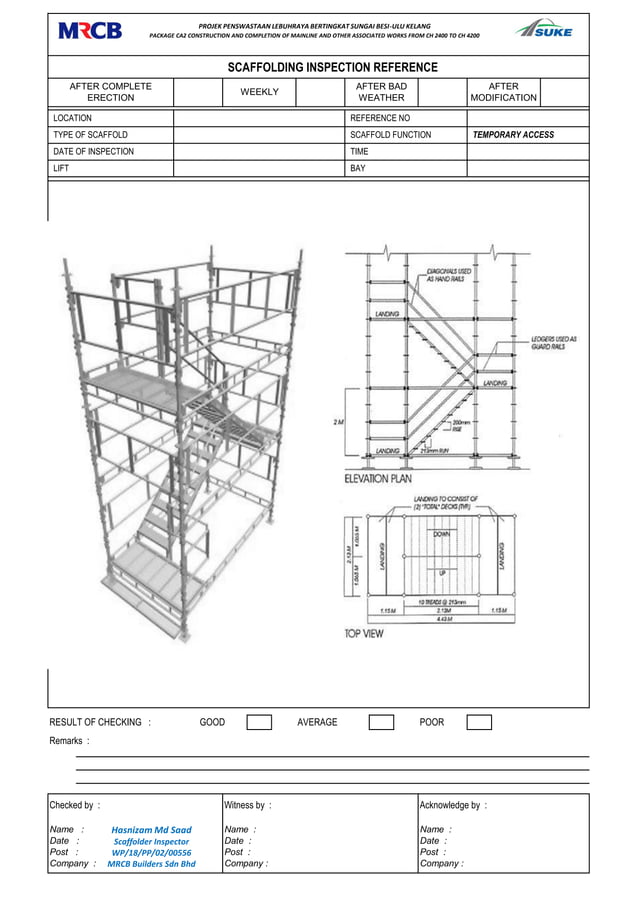 SCAFFOLDING INSPECTION REFERENCE | PDF