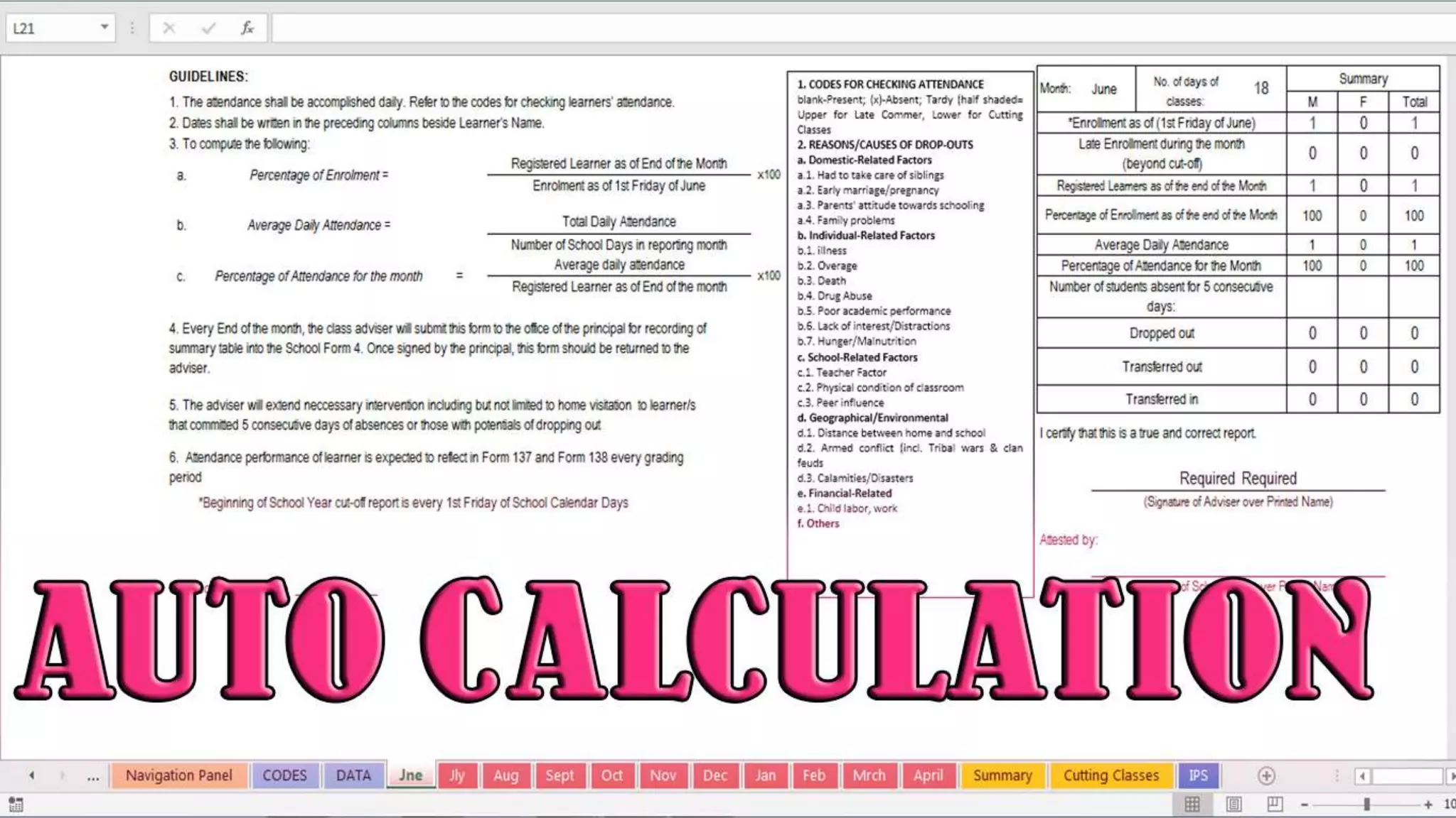 Automated SF2 ( School Form 2 ) Students' Daily Attendance Sheet | PPTX