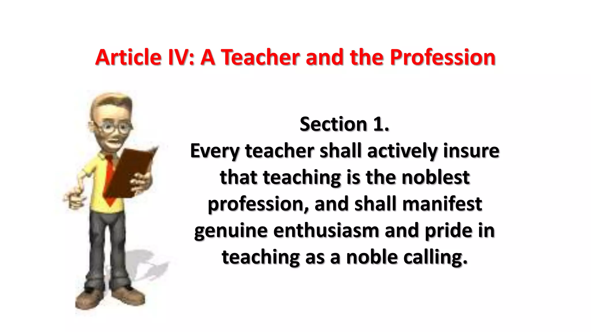 Philippine Professional Code of Ethics for Teachers | PPSX