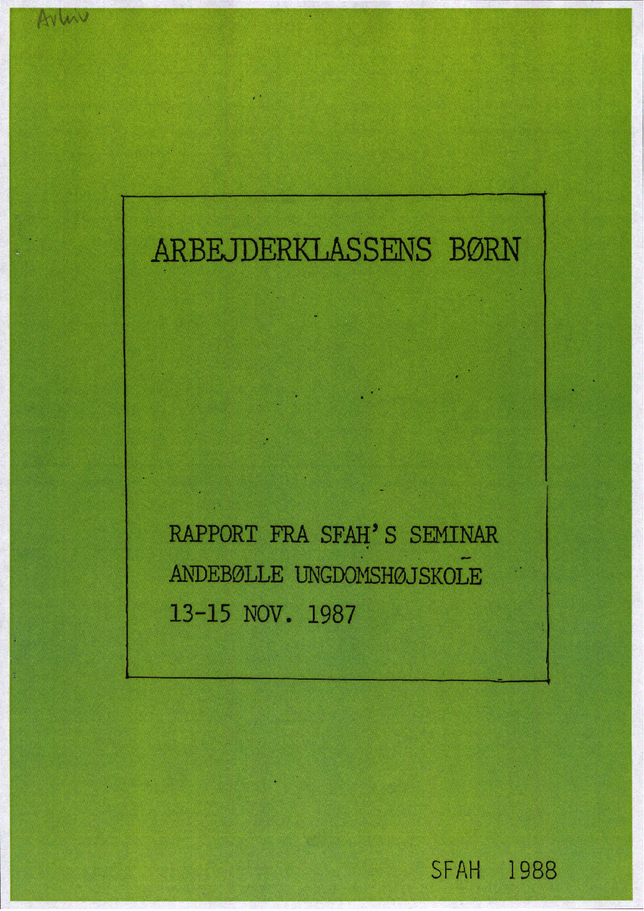 Sfah rapport 1988 | PDF