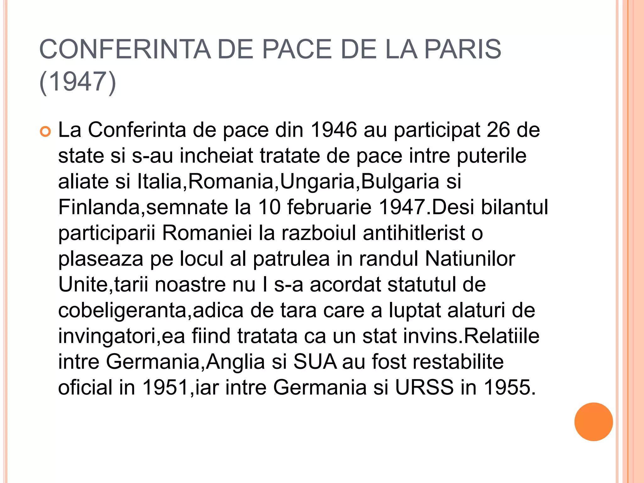 Sfarsitul celui de al doilea razboi mondial | PPTX