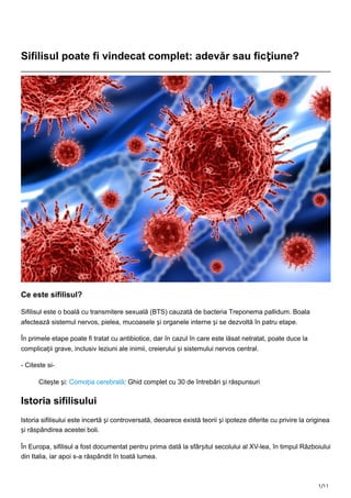 Ce este sifilisul si cum se trateaza | sfatulmedical.ro