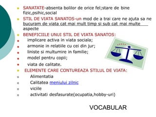 Sfaturi pentru o alimentatie sanatoasa | PPTX