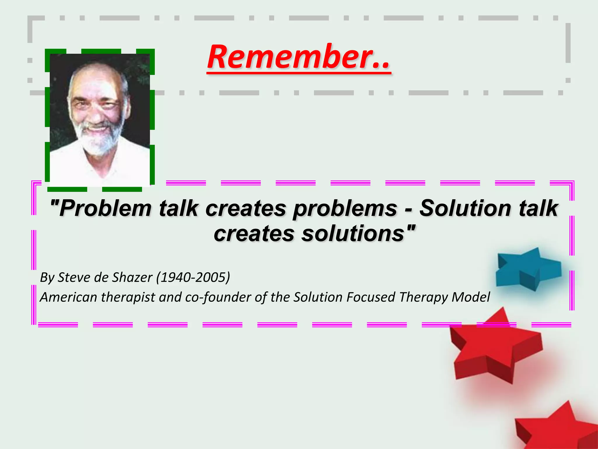 SOLUTION-FOCUSED BRIEF THERAPY (SFBT) | PDF
