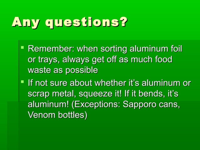 Sfcc recyclable materials aluminum | PPT