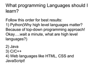 Advice for Computer Science freshers! | PPT