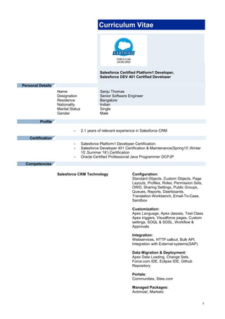 Sfdc sanju cv | PDF