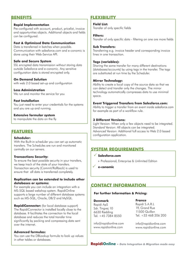 Salesforce.com to e-conomic Integration Solution | PDF