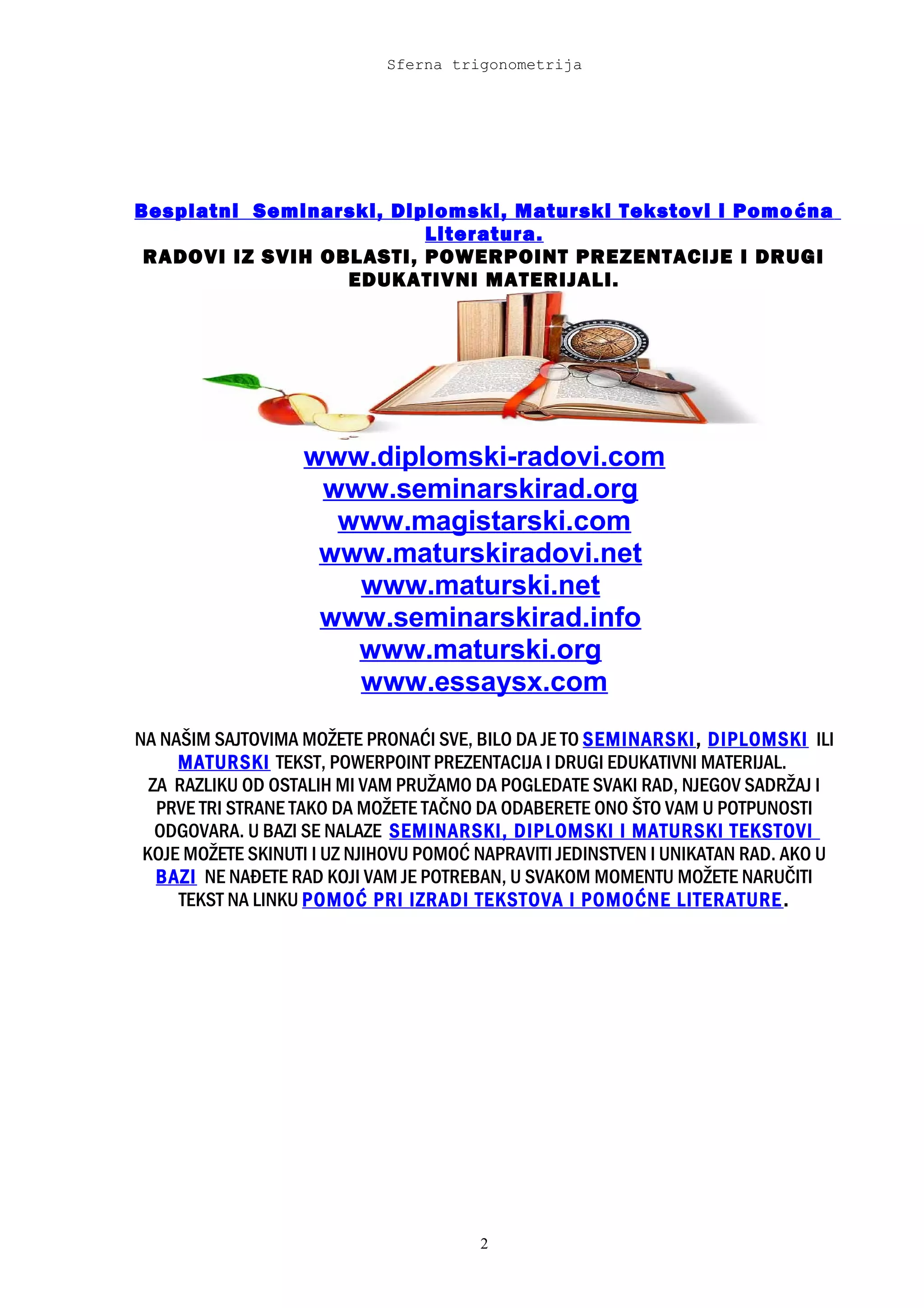 Sferna trigonometrija i njena primena u astronomiji | DOC