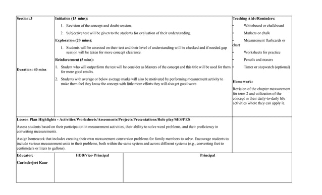 Maths Measurement_Lesson_plan_class_3.docx | Educational Assessment ...