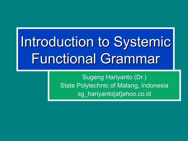 Systemic Functional Grammar | PPT