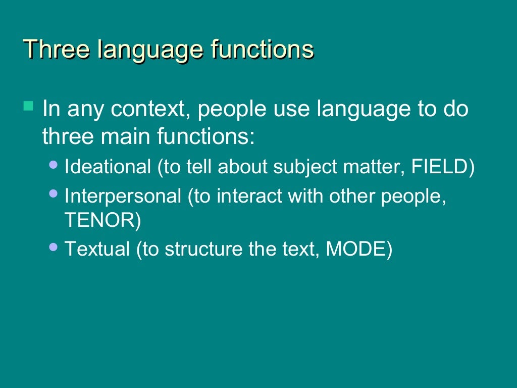 Systemic Functional Grammar