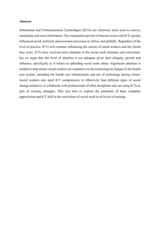 RELEVANCE OF COMPUTER APPRECIATION/ICT TO THE CURRICULUM OF CERTIFICATE ...
