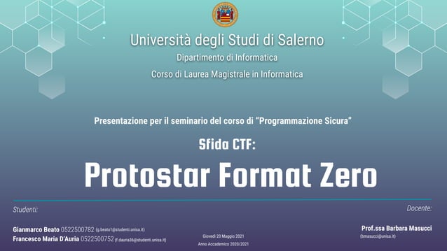 Sfida CTF: Protostar Format Zero | PPT