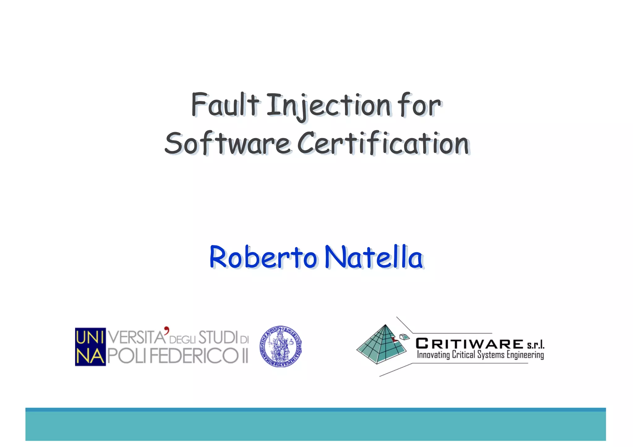 Fault Injection for Software Certification | PDF | Operating Systems | Computer Software and ...