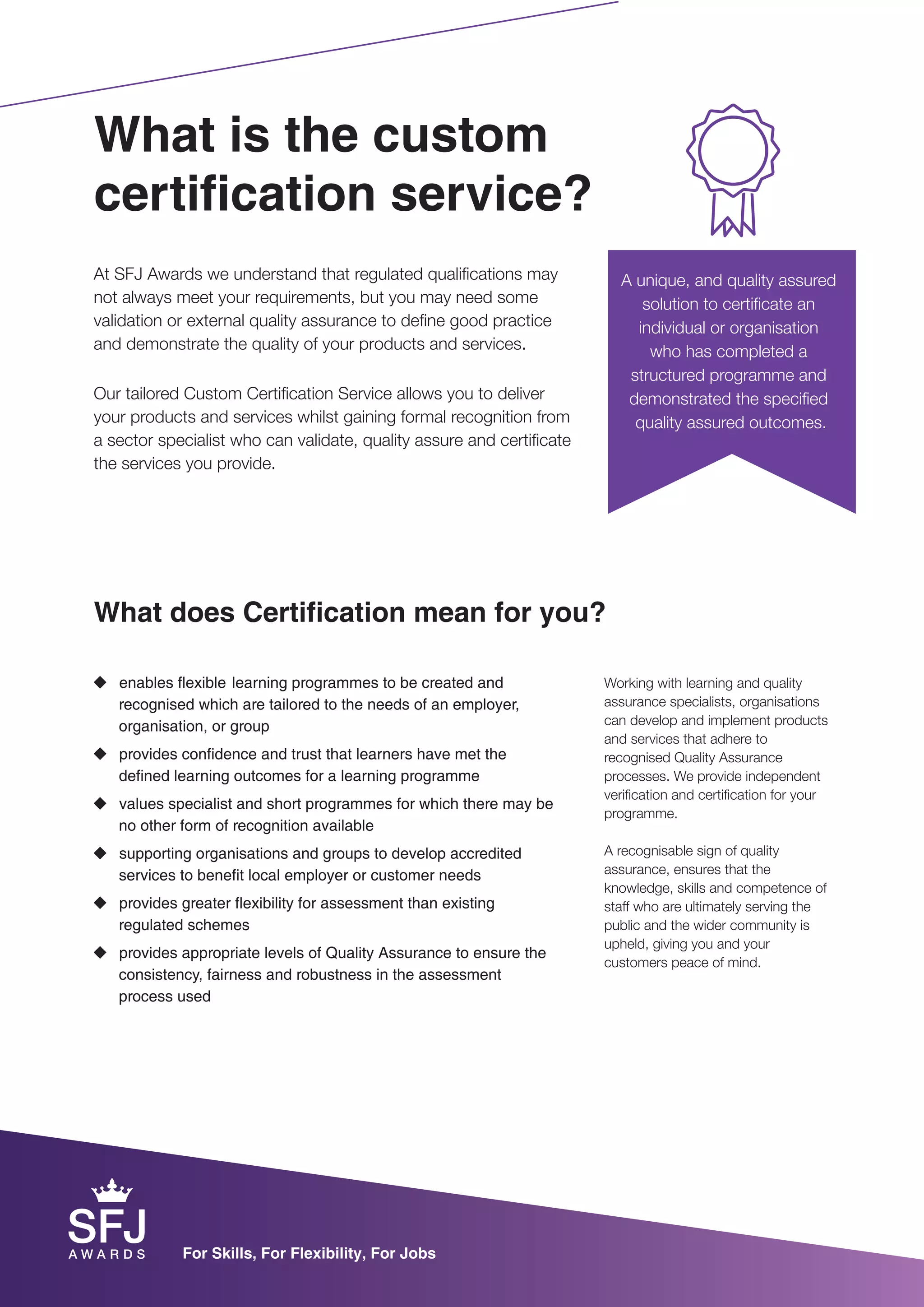 SFJ Awards Custom Certification for Bespoke Learning | PDF | Educational Assessment | Education