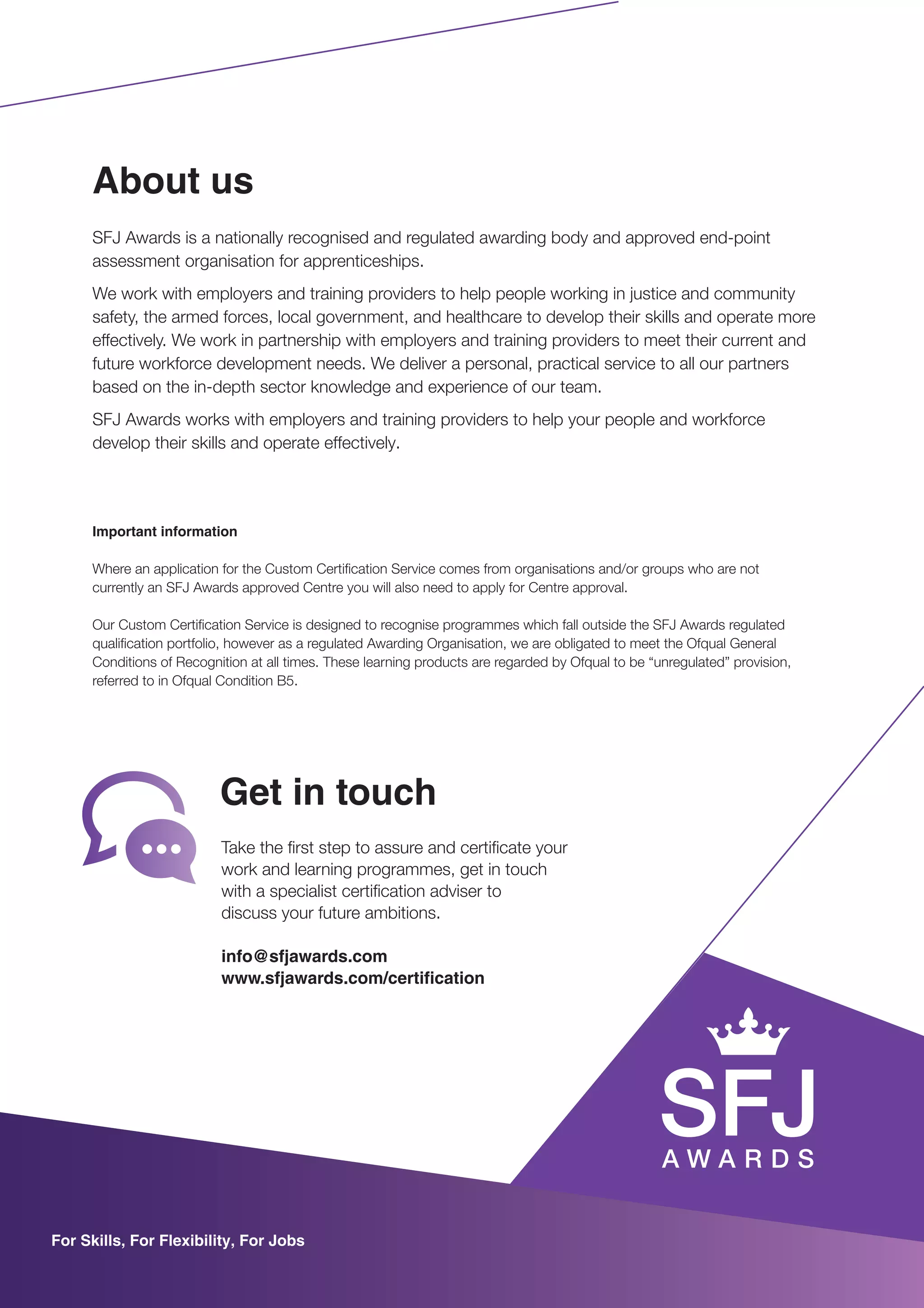 SFJ Awards Custom Certification for Bespoke Learning | PDF ...