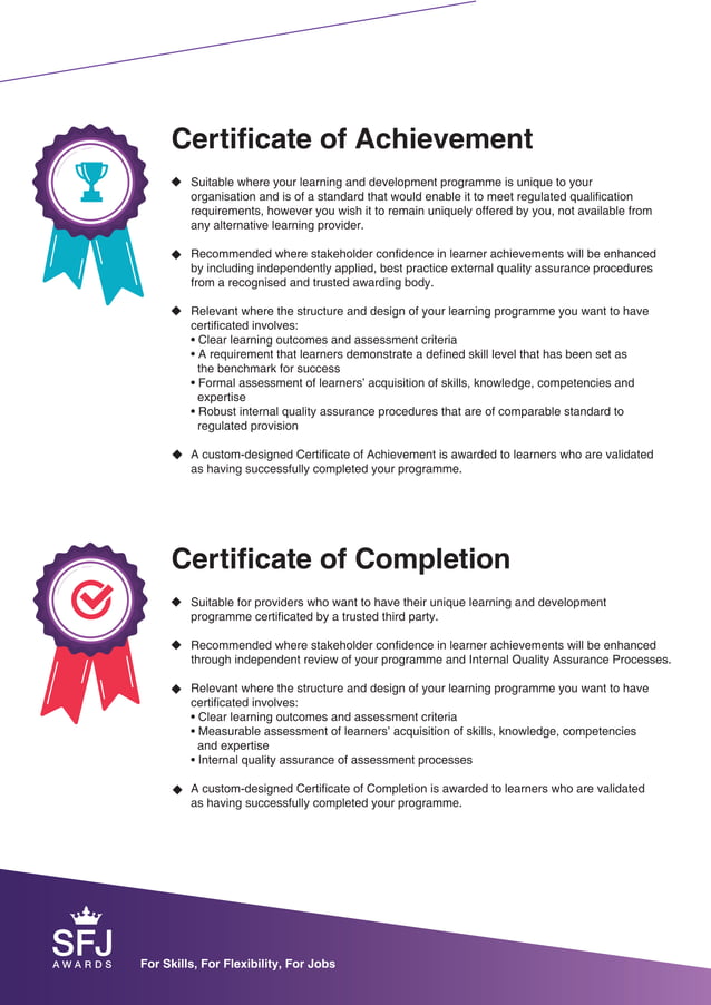 SFJ Awards Custom Certification for Bespoke Learning | PDF