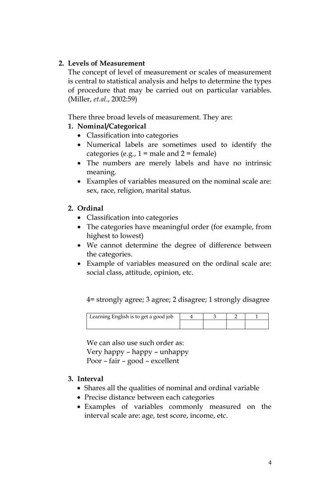Sfl level of measurement | PDF
