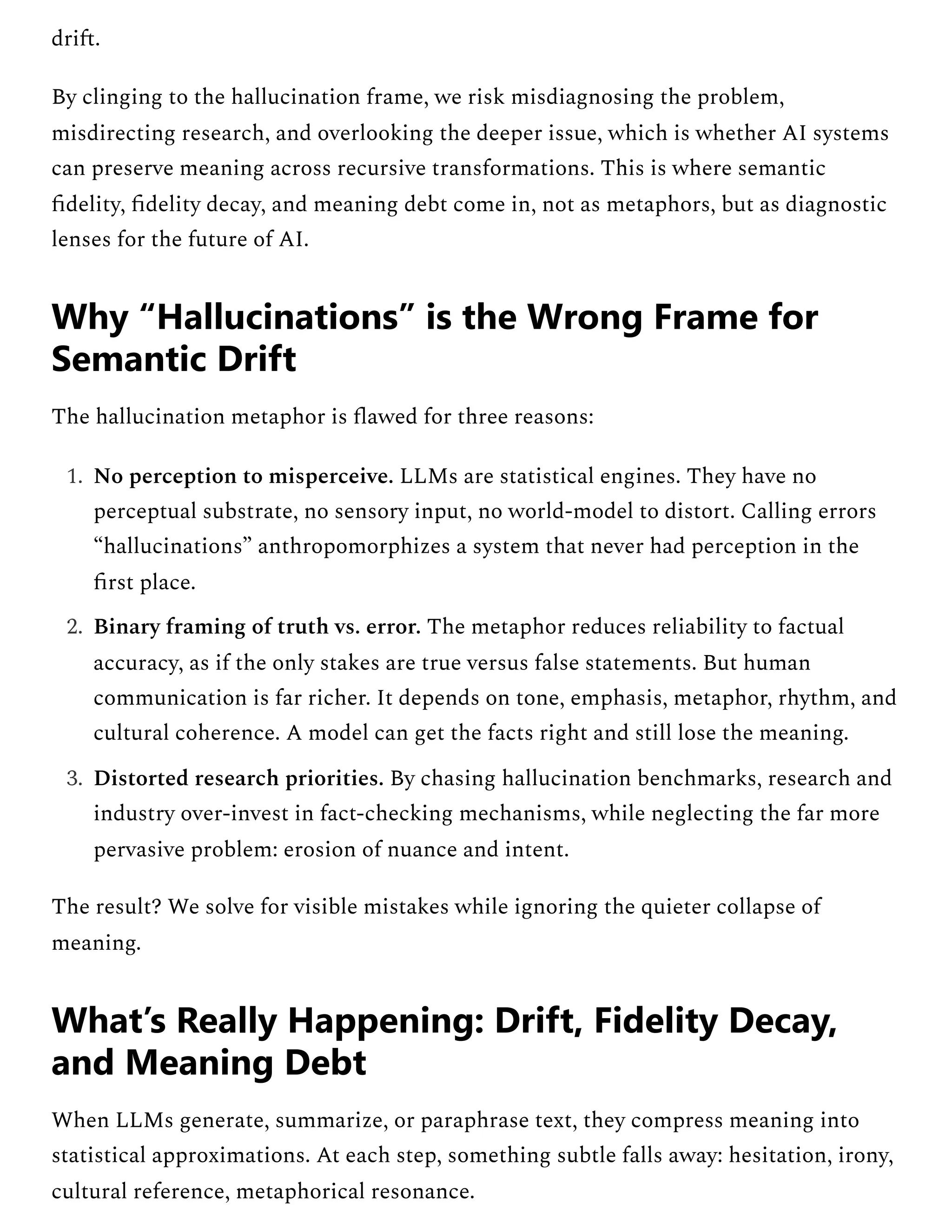 Stop Calling It Hallucination: Semantic Drift as AI’s Real Failure Mode ...