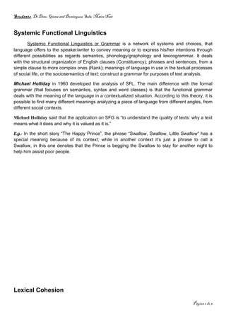 Sfl and lexical cohesion (gianna, maira) | DOC