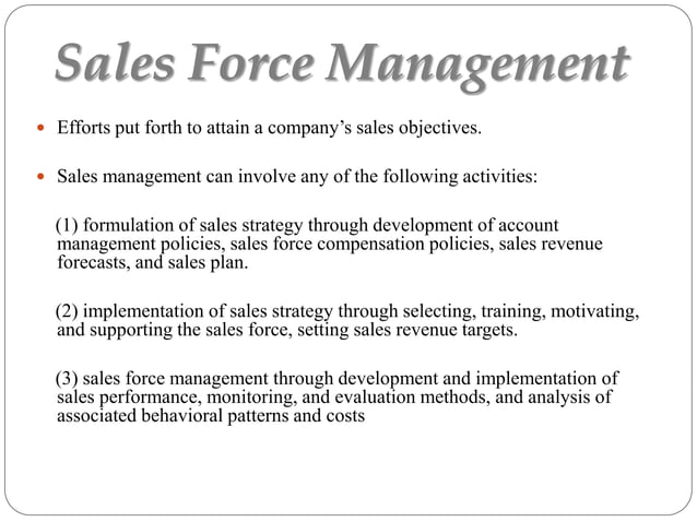 Sales Force Management Presentation 1 | PPTX | Sales | Business