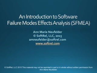 An Introduction to Software Failure Modes Effects Analysis (SFMEA) | PPTX