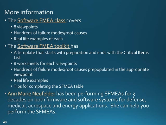 An Introduction to Software Failure Modes Effects Analysis (SFMEA) | PPTX
