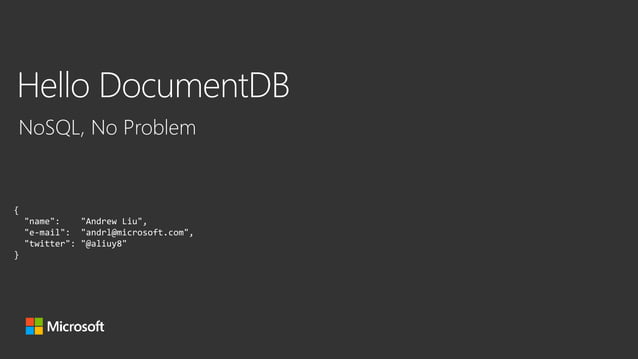 Introducing Azure DocumentDB - NoSQL, No Problem | PPTX