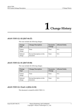 Sfn feature package description(e ran tdd 12.1 02) | PDF