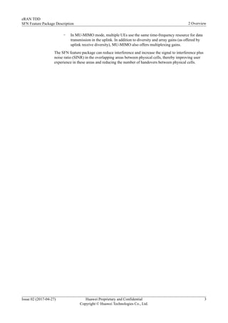 Sfn feature package description(e ran tdd 12.1 02) | PDF
