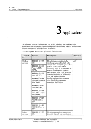 Sfn feature package description(e ran tdd 12.1 02) | PDF
