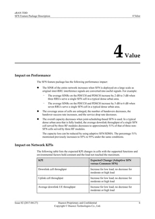 Sfn feature package description(e ran tdd 12.1 02) | PDF