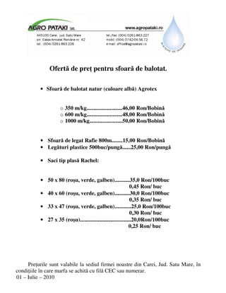 Sfoara de balotat saci plasa pret 2011 | PDF | Free Download