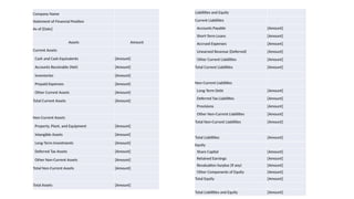 STATEMENT OF FINANCIAL POSITION DATA ENTRY | PPT