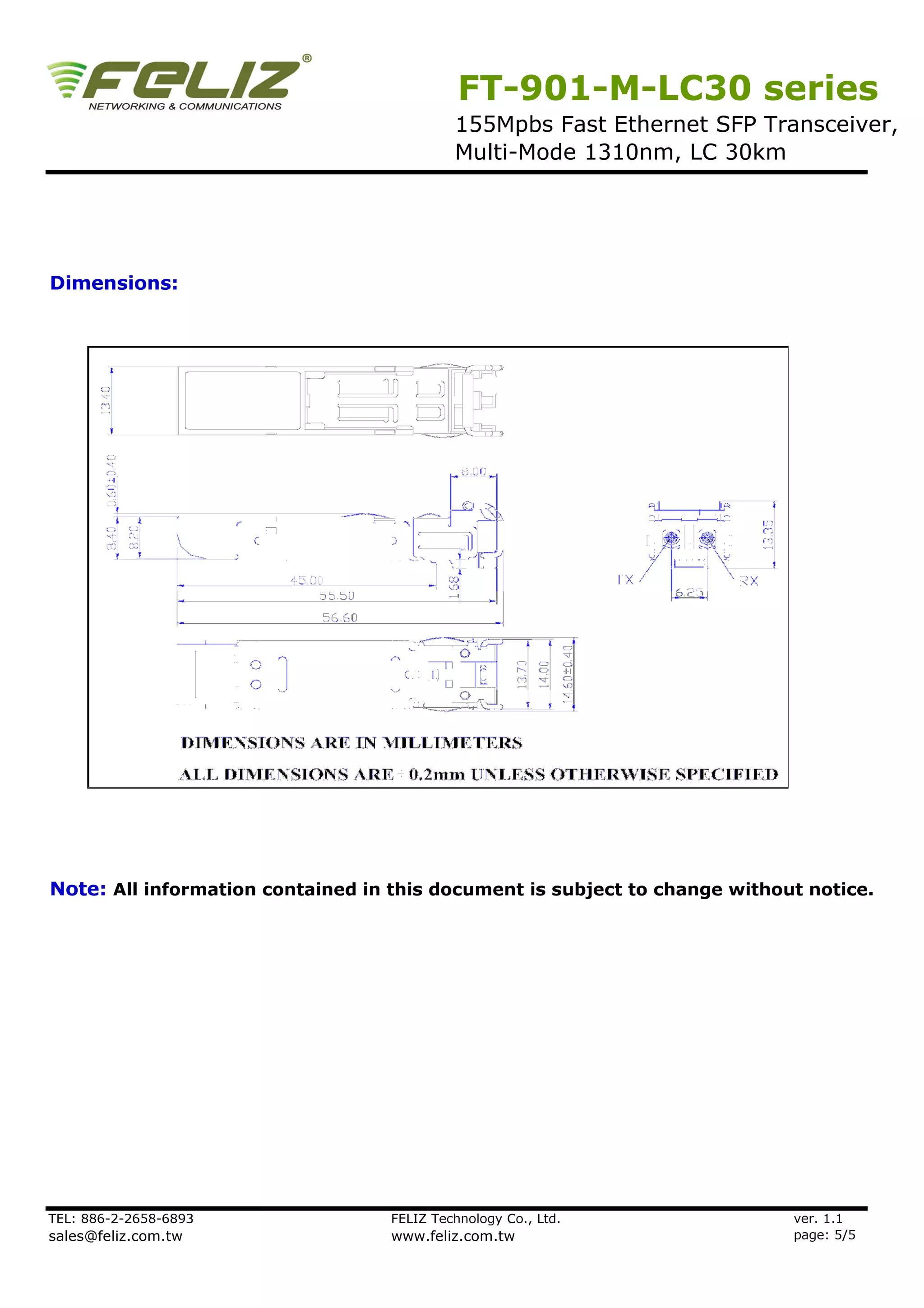 Sfp(ft 901-m-lc30) data-sheet_ver_1.1 | PDF