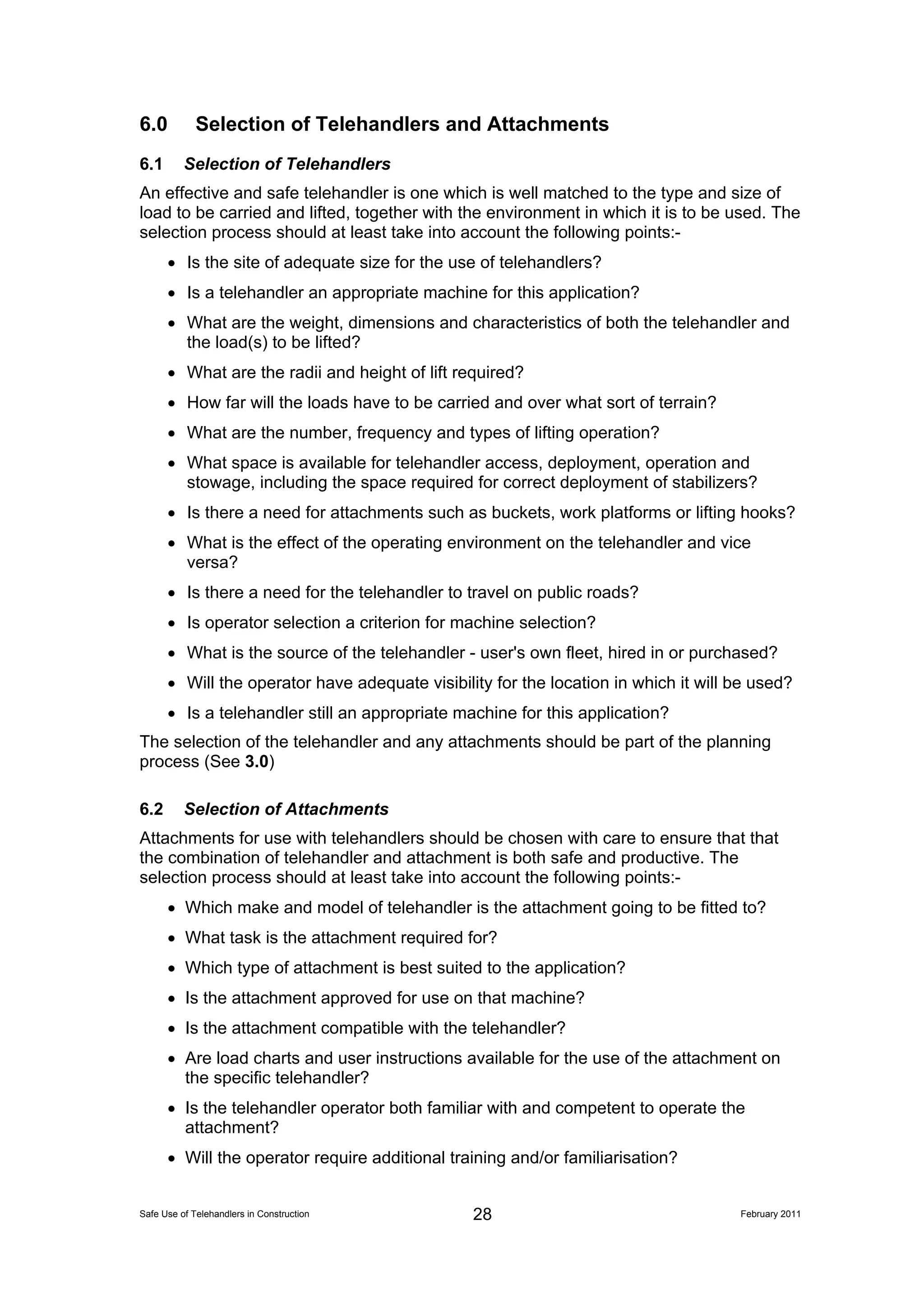 The Safe use of Telehandlers In Construction 110210 A | PDF