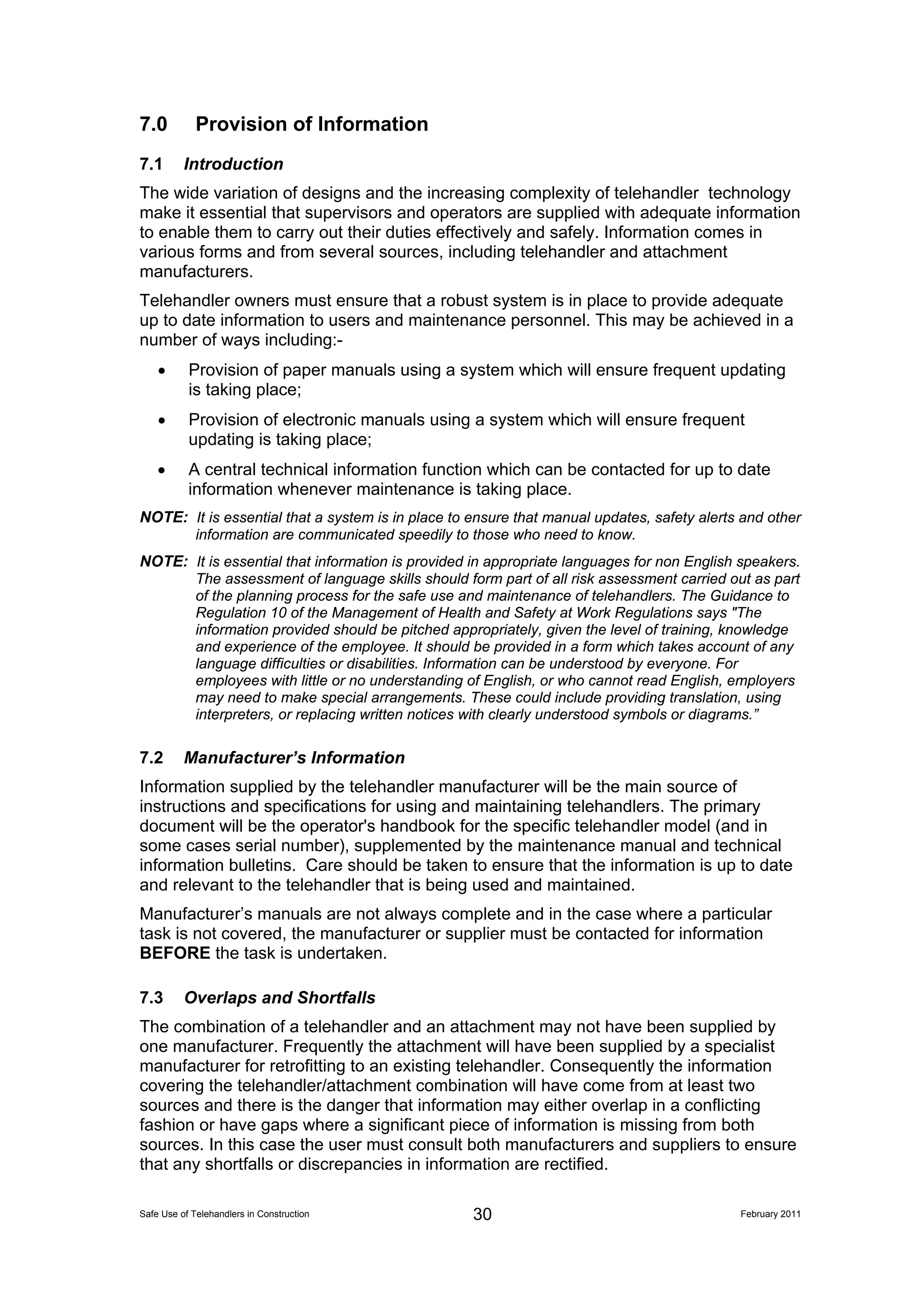 The Safe use of Telehandlers In Construction 110210 A | PDF