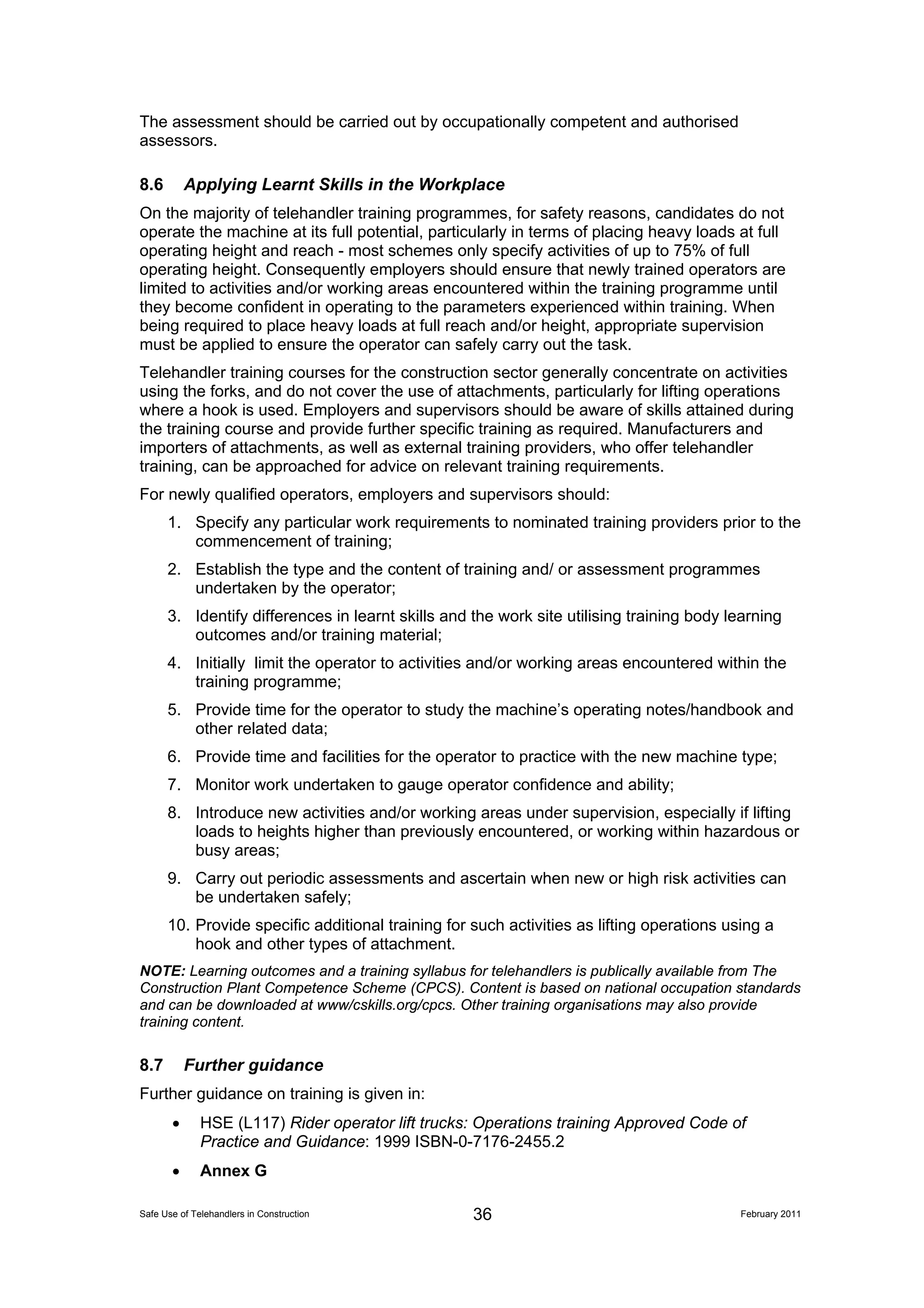 The Safe use of Telehandlers In Construction 110210 A | PDF