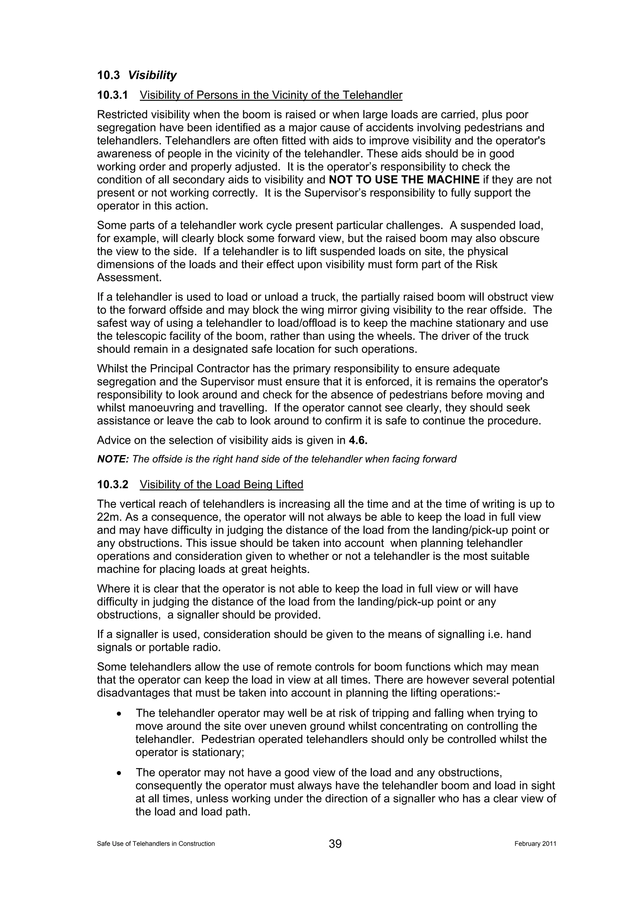 The Safe use of Telehandlers In Construction 110210 A | PDF