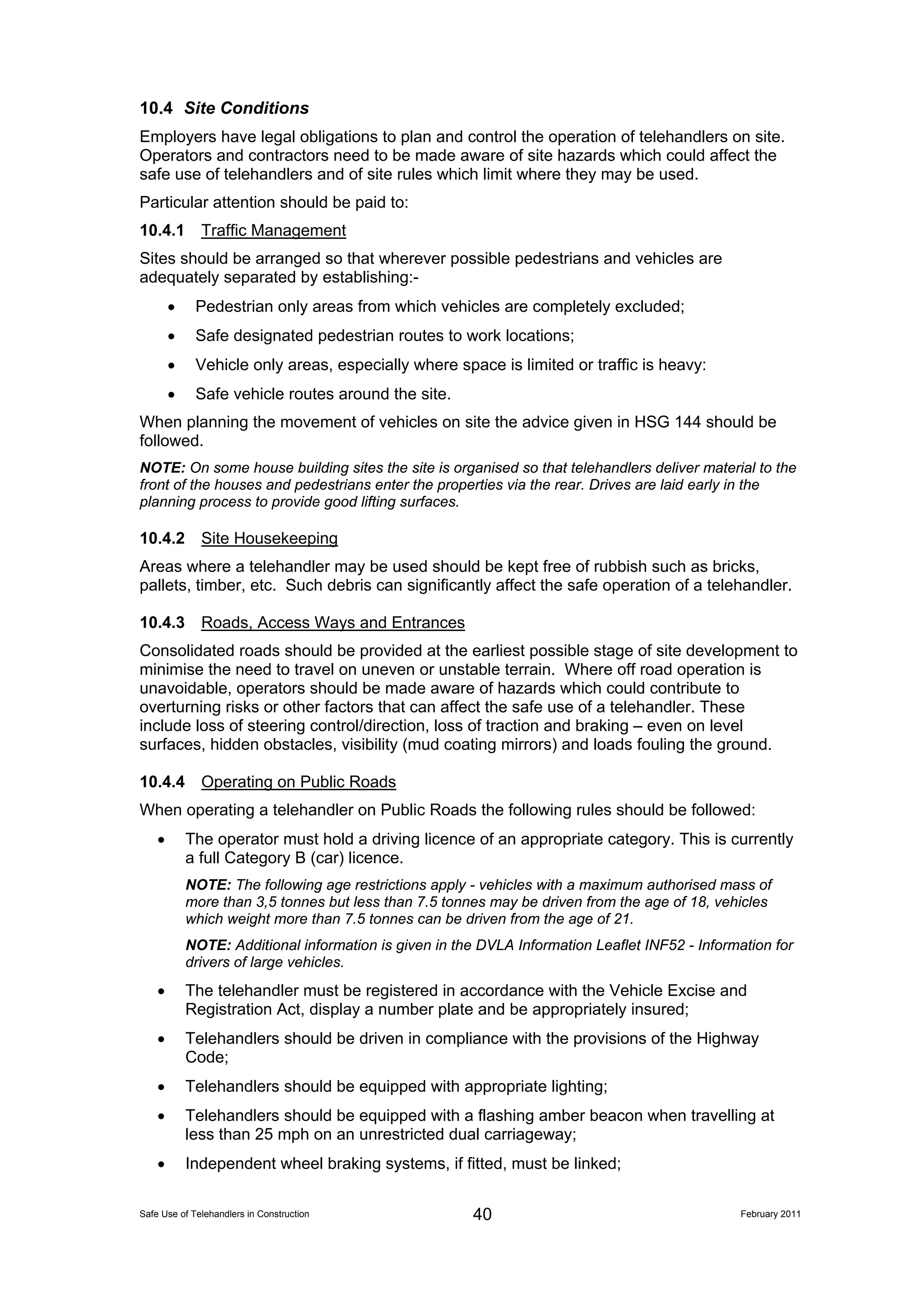 The Safe use of Telehandlers In Construction 110210 A | PDF