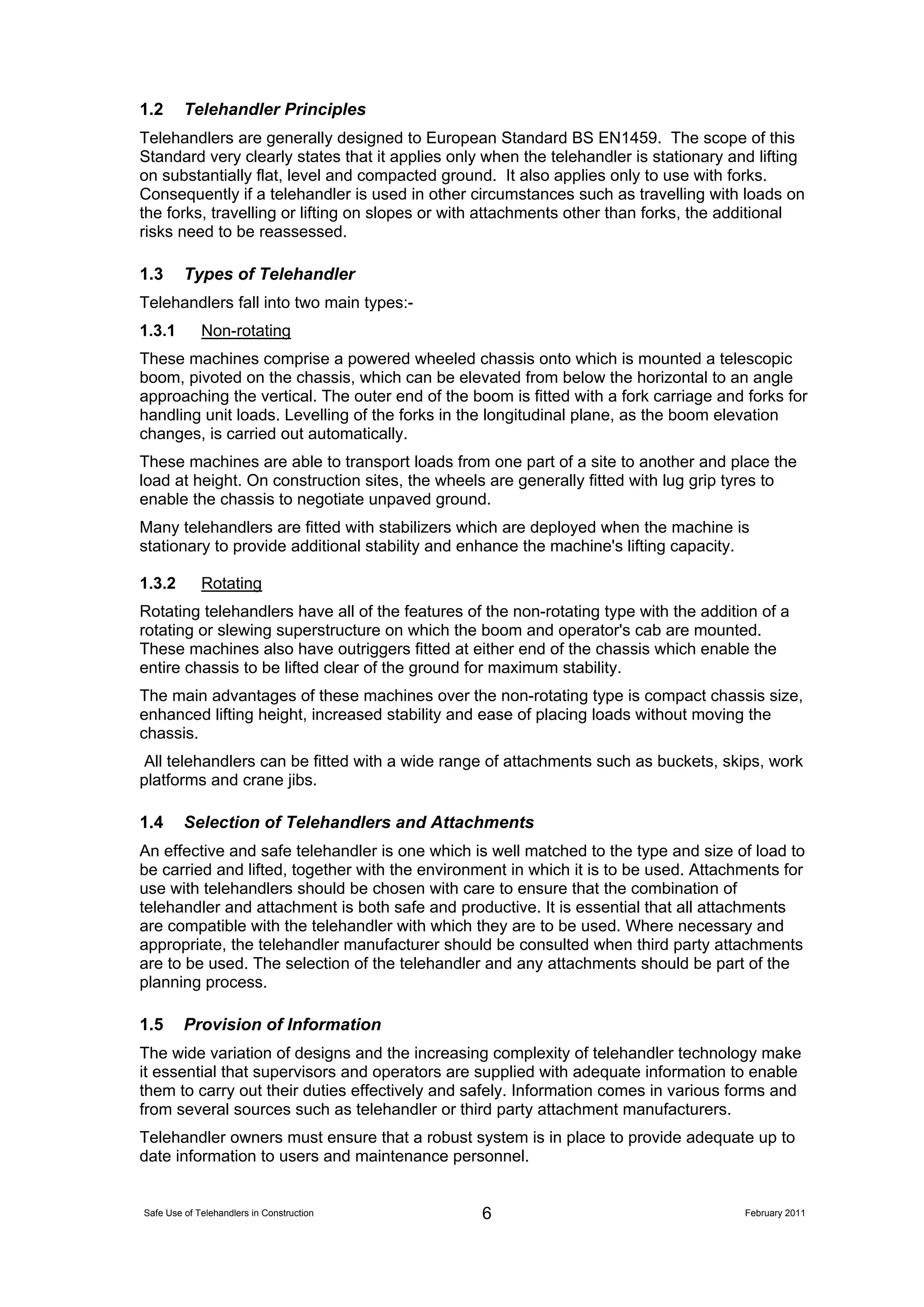 The Safe use of Telehandlers In Construction 110210 A | PDF