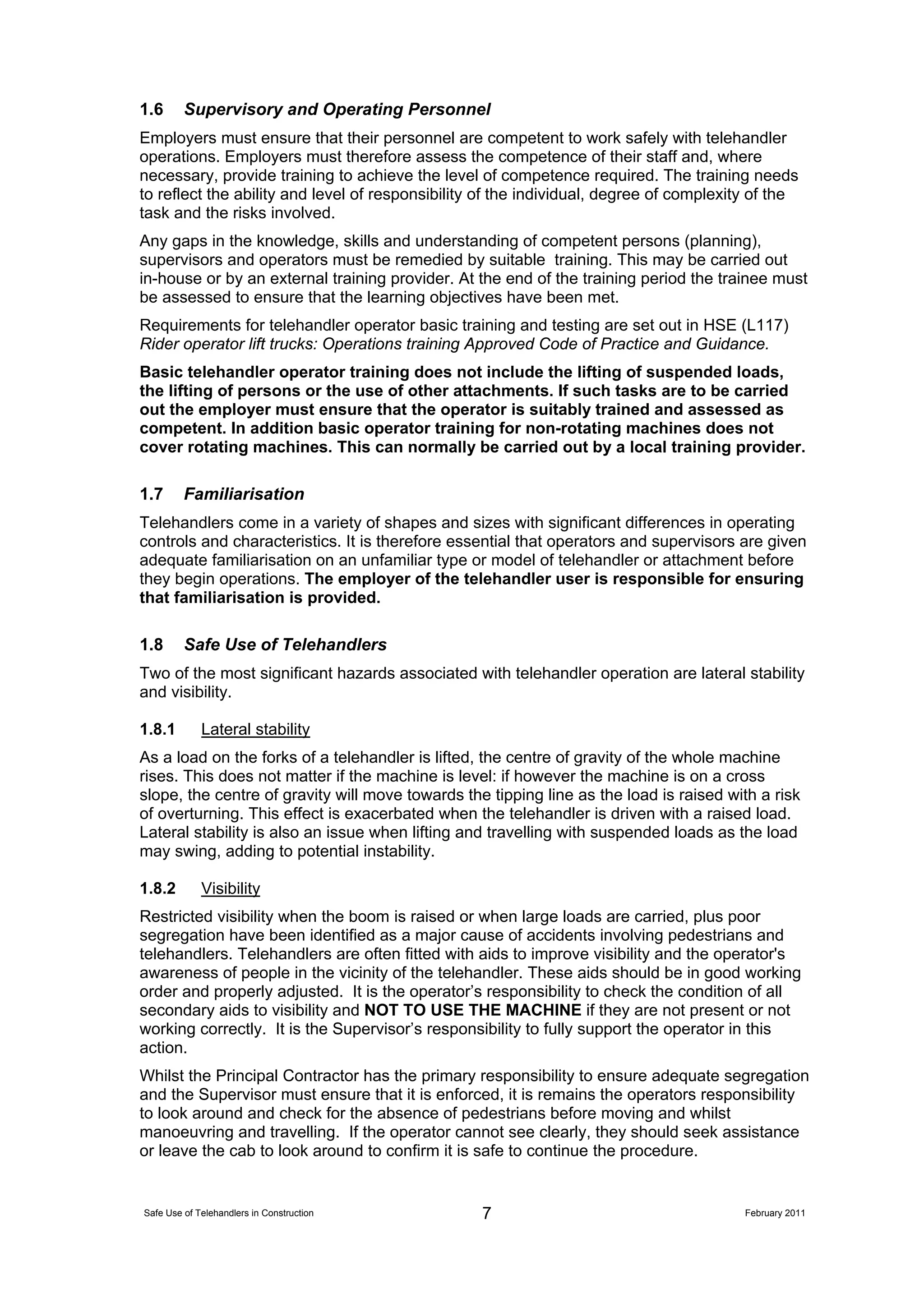 The Safe use of Telehandlers In Construction 110210 A | PDF