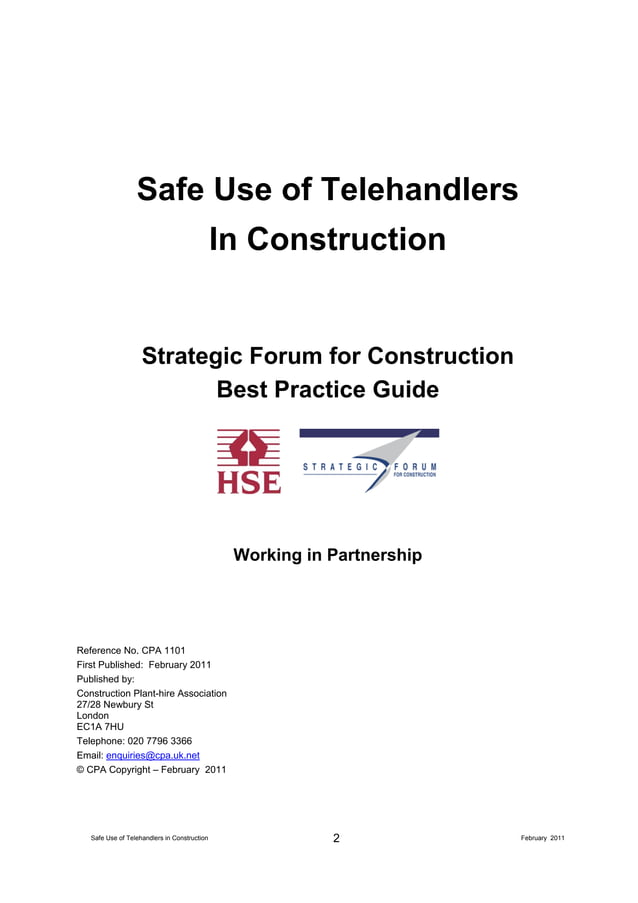 The Safe use of Telehandlers In Construction 110210 A | PDF